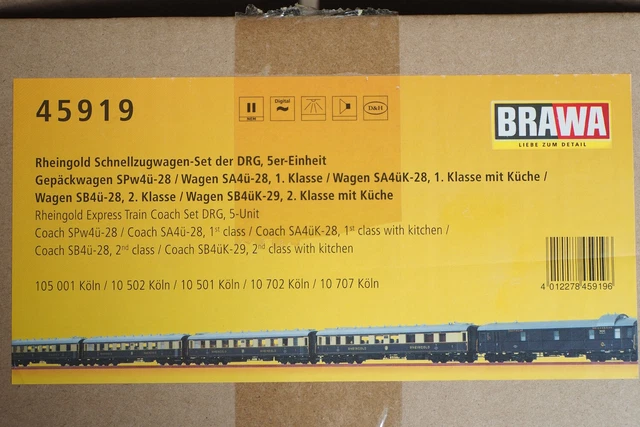 BRAWA 45919 RHEINGOLD Schnellzugwagen-Set der DRG mit Innenbeleuchtung ...