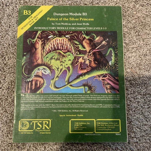 VINTAGE DUNGEONS & Dragons Module B3 PALACE OF THE SILVER PRINCESS TSR ...