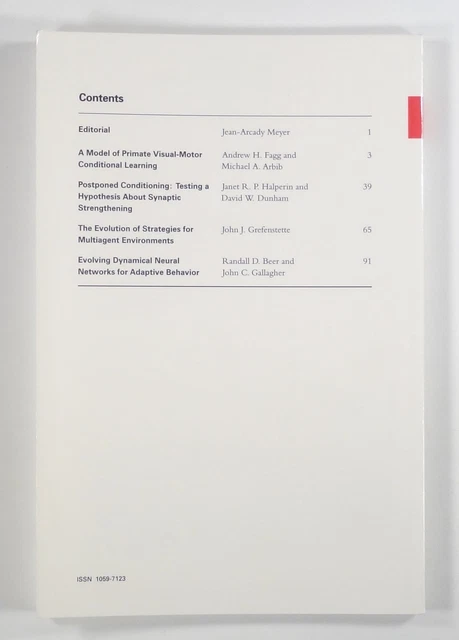 1992 #1 ADAPTIVE BEHAVIOR Artificial Life NEURAL NETWORKS Biological ...