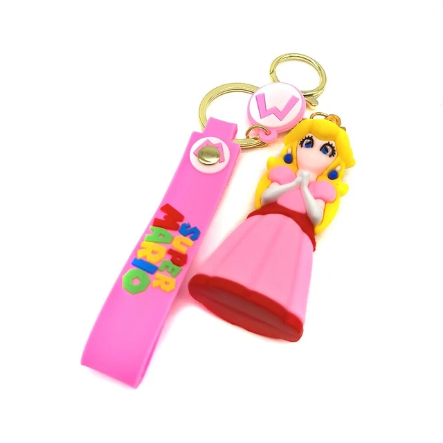SUPER MARIO BROS Keychain Cartoon Peach Princess Figure Toy Keyring ...