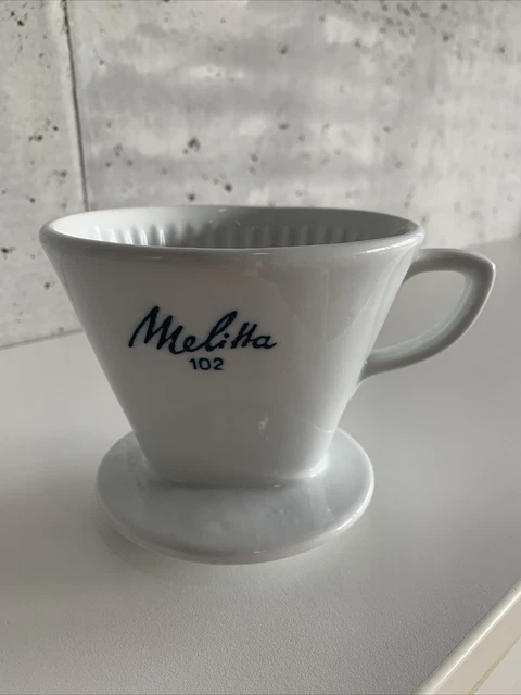 MELITTA SCHNELL-FILTER PORZELLAN Kaffeefilter weiß 102 4Loch blaue ...