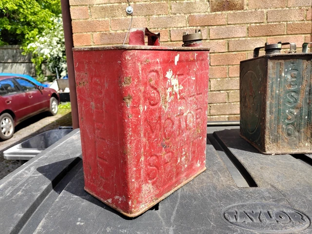 VINTAGE 2 GALLON Petrol Jerry Can With Cap Shell Motor Spirit £35.00 ...