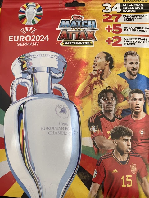 TOPPS MATCH ATTAX UEFA Euro 2024 Sammelkarten Mega Update Multipack 34 ...