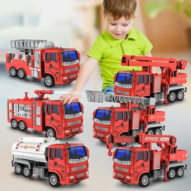 VEHICLE INERTIA DIECAST Fire Fighting Car Fire Truck Car Models Pull ...