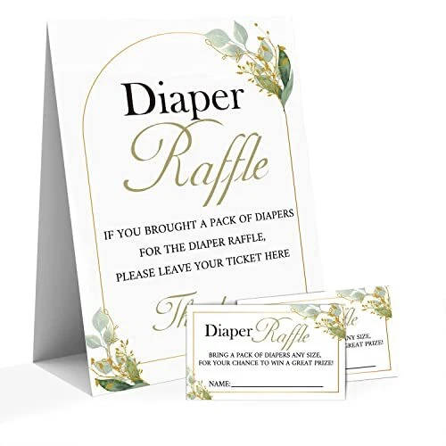 BABY SHOWER GAME, Baby Diaper Raffle Standing Sign and 50 Tickets ...