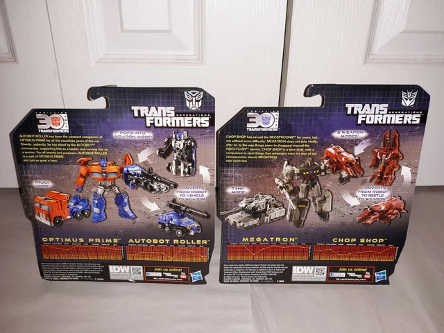 TRANSFORMERS IDW OPTIMUS Prime Roller + Megatron Chop Shop Legends NEUF ...