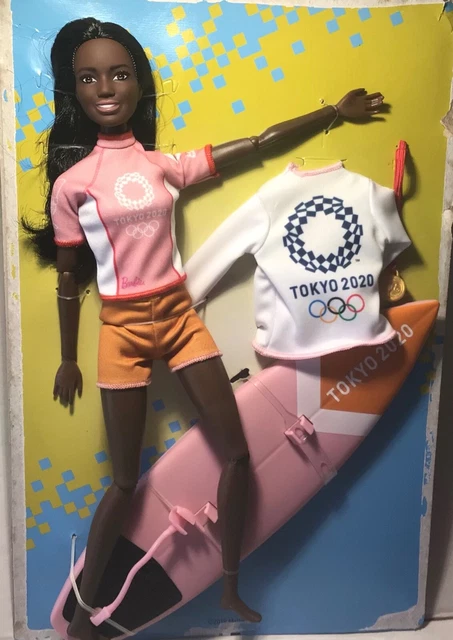 POUPÉE AFRO-AMÉRICAINE BARBIE Tokyo 2020 Jeux Olympiques Surf articulée EUR 27,71 - PicClick FR