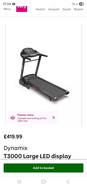 DYNAMIX T3000 LARGE Led Display Foldable Motorised Treadmill Running ...