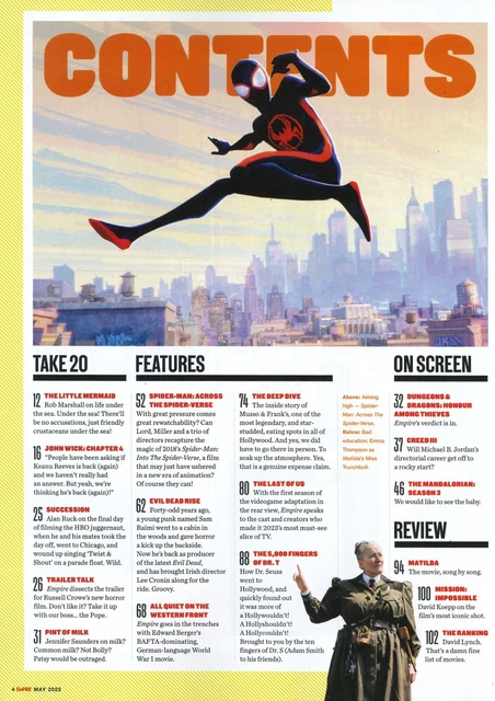 UK EMPIRE MAGAZINE Spider-Man: Across the Spider-Verse, John Wick 4 ...