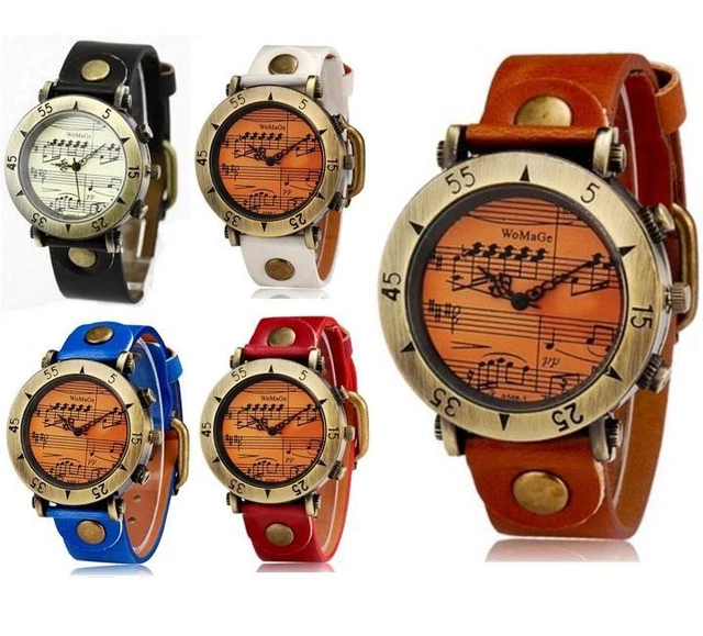 VINTAGE RETRO MUSIC Musician Guitar Note Notation Rock Band Watches ...