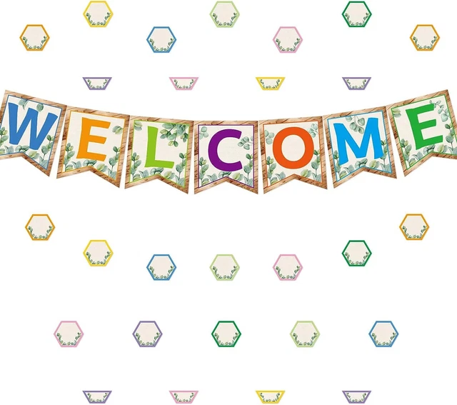 EUCALYPTUS WELCOME BANNER Classroom Bulletin Board Decoration Boho ...