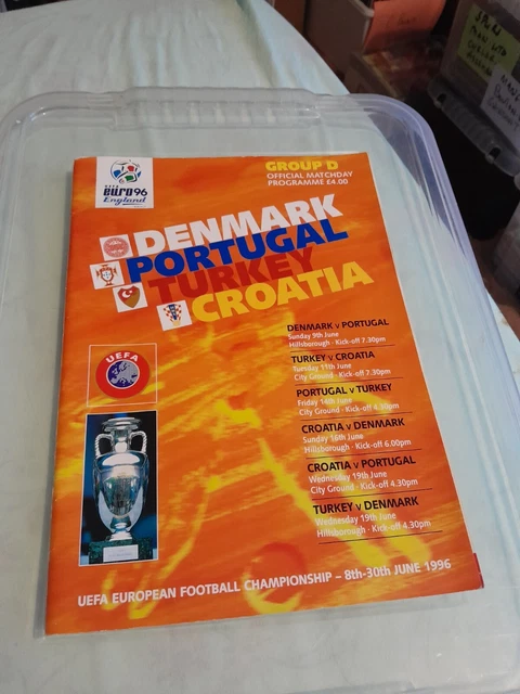 FOOTBALL PROGRAMME EURO 96 Group D Denmark/Portugal/Turkey/Croatia June ...