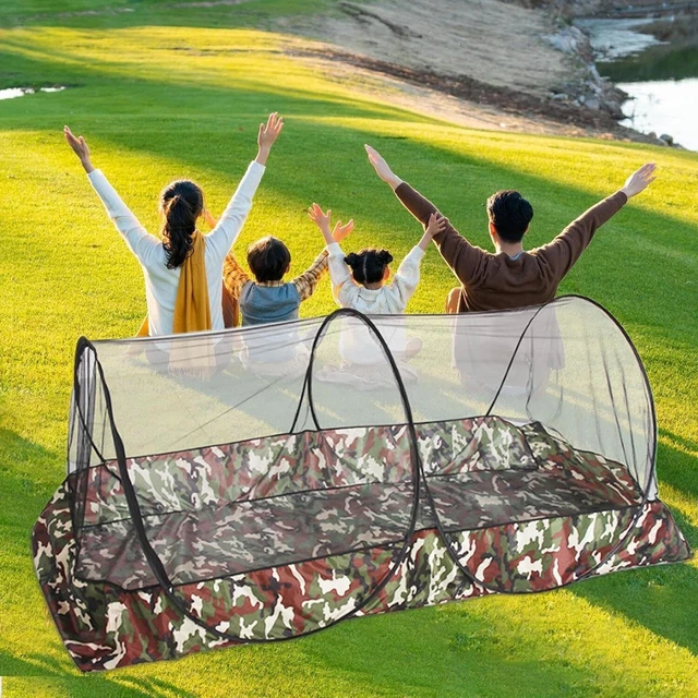 PORTABLE MOSQUITO NET Tent Foldable Pop-Up Travel Camping Patio Mesh ...