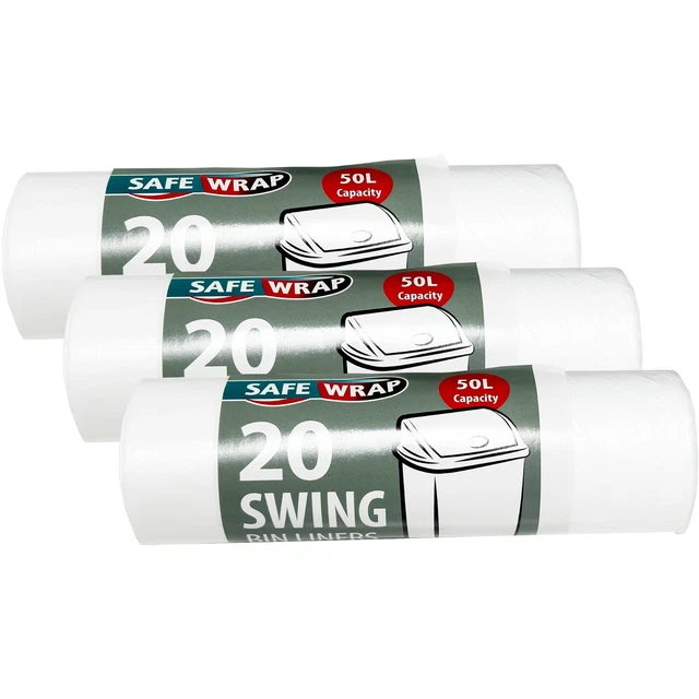 SAFEWRAP SWING BIN Liners 50L - 20 pcs (Pack of 3) $26.91 - PicClick AU
