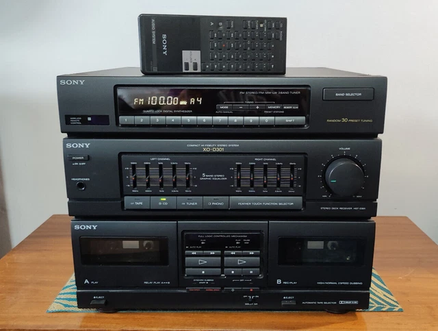 SONY XO-D301 COMPACT Hi Fi Stereo + Remote No Speakers Tape Decks ...