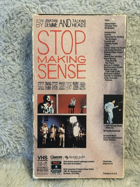 TALKING HEADS - Stop Making Sense (VHS, 1984) Special Edition-RCA- Hifi ...