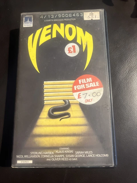 VENOM VHS FILM 1983/ Klaus Kinski/ Oliver Reed/ Ex-Rental, Small Box ...