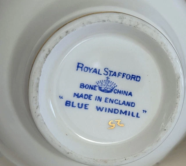 RARE VINTAGE ROYAL Stafford blue white "Blue Windmill" teacup no saucer ...