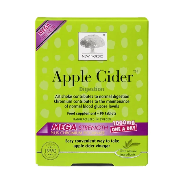 NEW NORDIC APPLE Cider Digestion Mega Strength Tablets - 1000 mg 90 ...