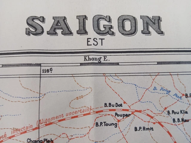 VERY RARE WW2 "RESTRICTED" map of "FRENCH INDOCHINA" entitled "SAIGON ...