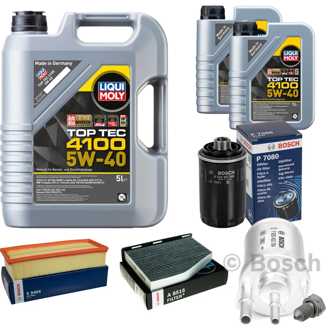 BOSCH INSPECTION SET 7L Liqui Moly Top Tec 4100 5W-40 pour VW Seat ...
