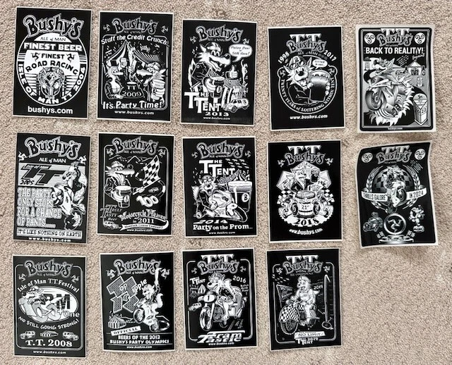 BUSHYS BREWERY ISLE of Man TT assorted stickers collection x 14 ...