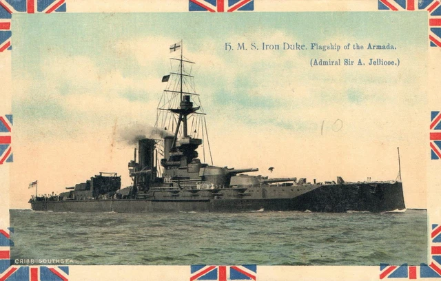 VINTAGE HMS IRON Duke Flagship of the Armada Admiral Sir A Jellicoe ...