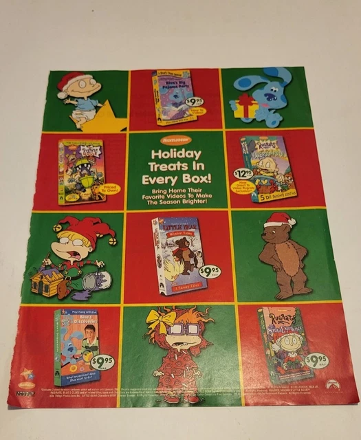 1999 NICKELODEON VHS Christmas Ad Rugrats Blue's Clues Little Bear ...