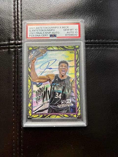 TYSON BECK X Giannis Antetokounmpo 2021 Finali MVP 14/34 Auto PSA DNA ...