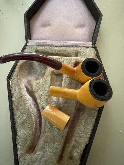 VINTAGE RARE Bakelite Pipe set in Original Coffin Box-Read Description ...