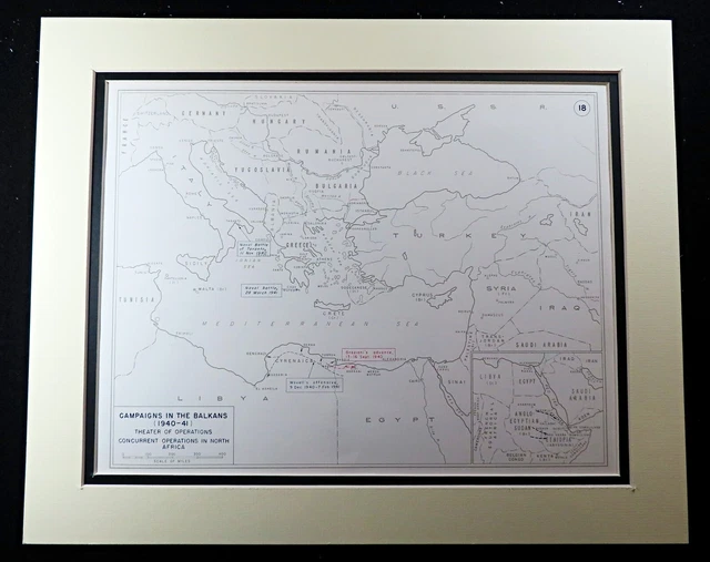 WW2 MILITARY MAP German Balkan Campaign Operations North Africa USMA ...
