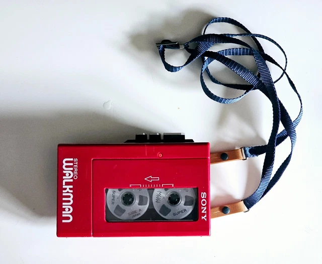 RED 1980S SONY WALKMAN WM-4 STEREO CASSETTE PLAYER Fully working Very ...