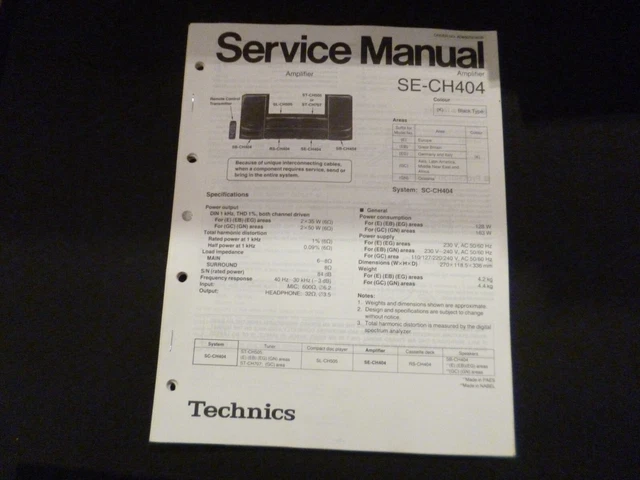 ORIGINAL SERVICE MANUAL Schaltplan Technics SB-CH900 EUR 12,50 - PicClick DE