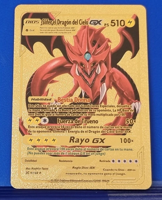 CARTA POKEMON SPAGNOLA Card Slifer Sky Dragon GX 9/100 Colore oro ...