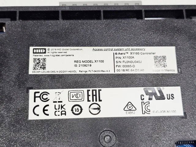 HID AERO X1100 Intelligent Controller Access Control Unit P/N: X1100A ...