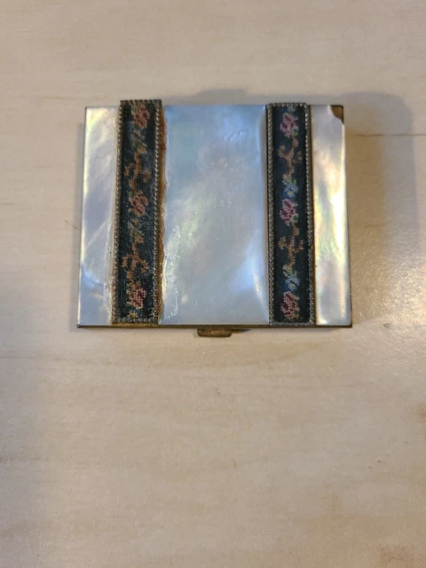 VINTAGE MIDCENTURY MODERN Style Compact Case Mother of Pearl Mirror USA ...