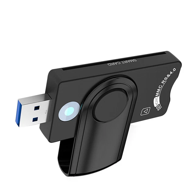 DOD/CAC/CITIZEN/GOVERMENT ID USB Card Reader Bank/SIM Card Adapter For ...