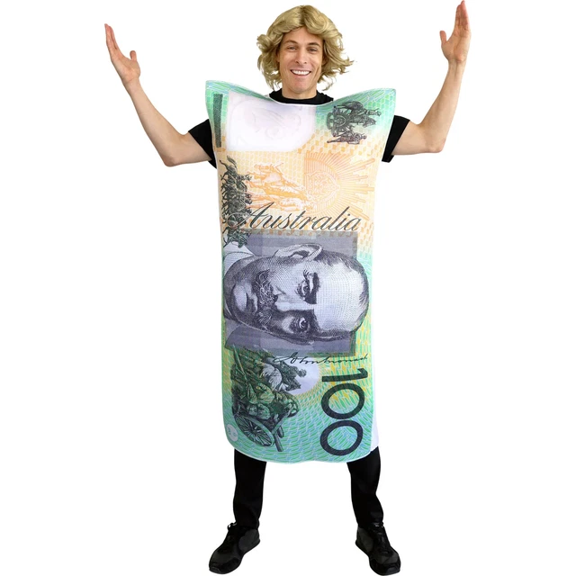 THE AUSSIE AUD $100 Note Man Adult Tabard Costume Novelty Dress Up One ...