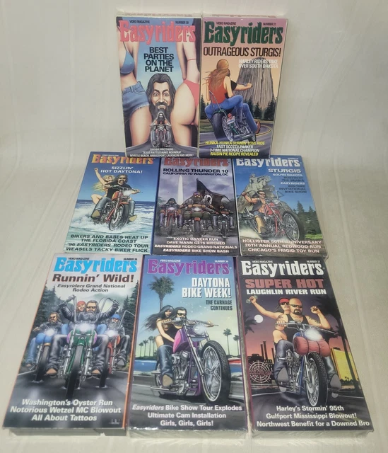 EASYRIDERS VIDEO MAGAZINE VHS Lot 8 Tapes Biker 30 31 32 33 34 35 36 37 ...