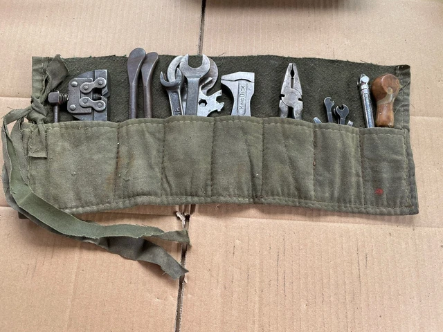 VINTAGE BSA MOTORCYCLE Tool Kit Tools In Old Tool Rolls, Old Vintage ...