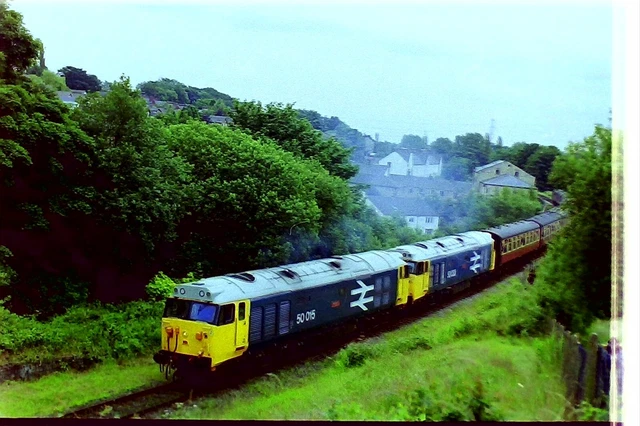 35MM RAILWAY COLOUR Negative Class 50 015 and 50 033 at Burrs ELR £1.95 ...