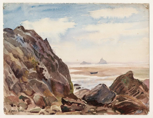 ANDRÉ ALFRED DEBERGUE Saint-Jean-Le-Thomas Normandie Aquarelle Dessin ...