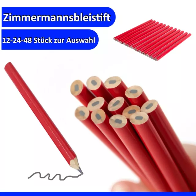 ZIMMERMANNSBLEISTIFT BLEISTIFT SET 12-48 Baubleistift Maurer Handwerker ...