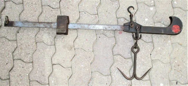 VINTAGE SLIDE BALANCE Hanging Beam Scale Weight 100lb w/ Canada Act Red ...