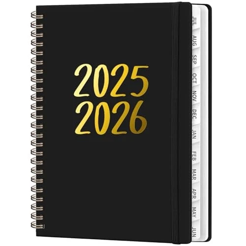 PLANNER 2025-2026, JULY 2025 - June 2026 Daily Weekly and Monthly Black ...