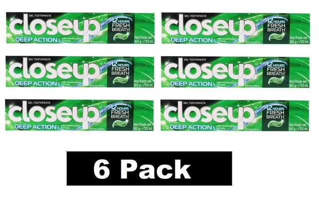 6 X CLOSEUP 160g TOOTHPASTE DEEP ACTION MENTHOL FRESH 12Hr FRESH BREATH ...