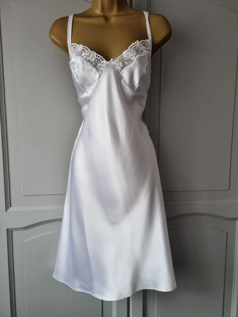 LADIES VTG M&S White Liquid Satin Polyester Full Slip Size 14 £10.50 ...