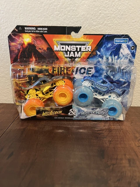 MONSTER JAM 2024 Fire & Ice MEGALODON & MONSTER MUTT échelle 1/64 métal ...