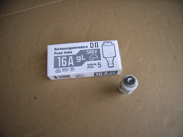 SICHERUNGSEINSATZ 16A 5STK. Diazed DII Schmelzsicherung ETI Sicherung Schraubsic EUR 3,50 ...