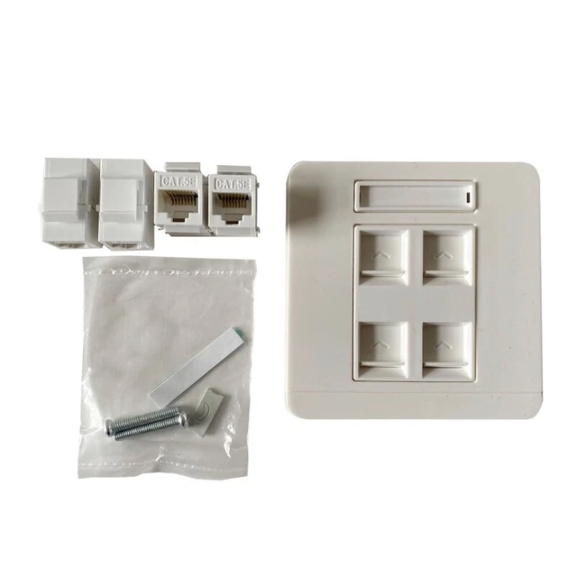 4 PORTS RJ45 Wall Plate With Female -Female CAT5E Internet Straight ...